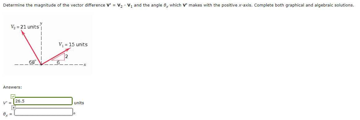 Solved Determine the magnitude of the vector difference V' = | Chegg.com