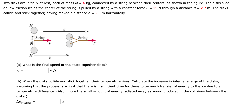 Solved Two disks are initially at rest, each of mass M = 4 | Chegg.com