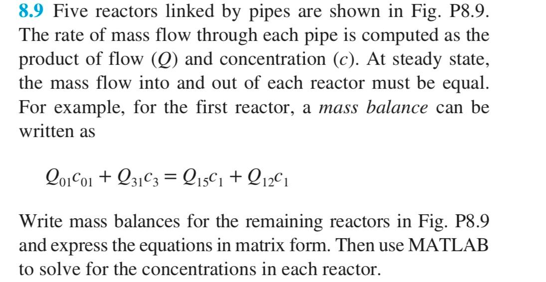 Solved 8.9 Five reactors linked by pipes are shown in Fig. | Chegg.com