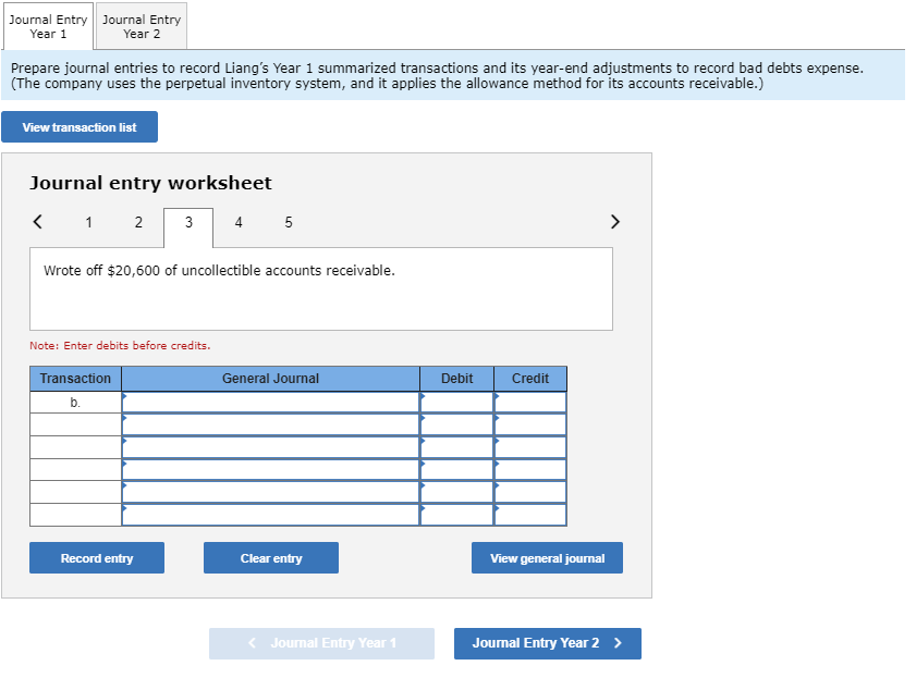 Solved repare journal entries to record Liang's Year 1 | Chegg.com