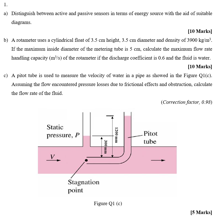 Solved 1. a) Distinguish between active and passive sensors | Chegg.com