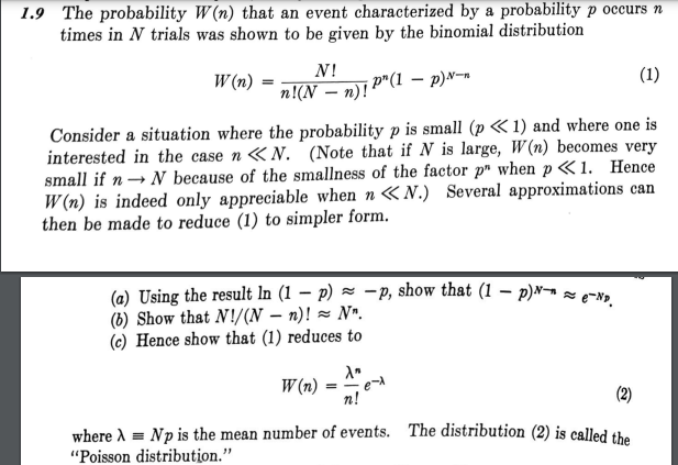 Solved 9 The probability W(n) that an event characterized by | Chegg.com