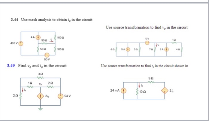 Solved 3.44 Use mesh analysis to obtain io in the circuit | Chegg.com Solved 3.44 Use mesh analysis to obtain io in the circuit | Chegg.com