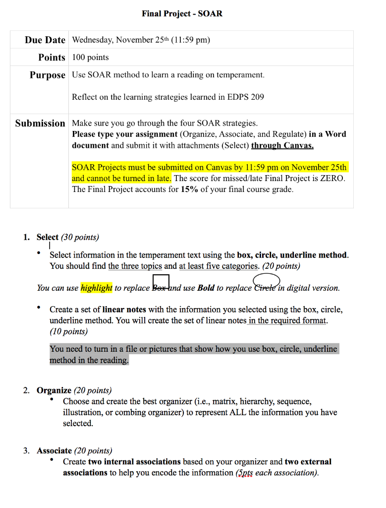Final Project - SOAR Due Date Wednesday, November | Chegg.com