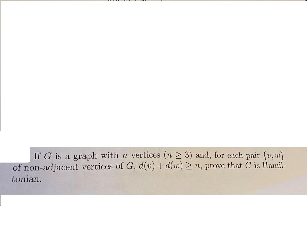 Solved If G is a graph with n vertices (n > 3) and, for each | Chegg.com