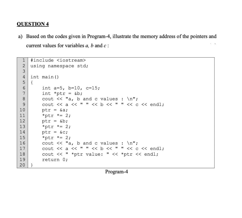 Solved a) Based on the codes given in Program-4, illustrate | Chegg.com