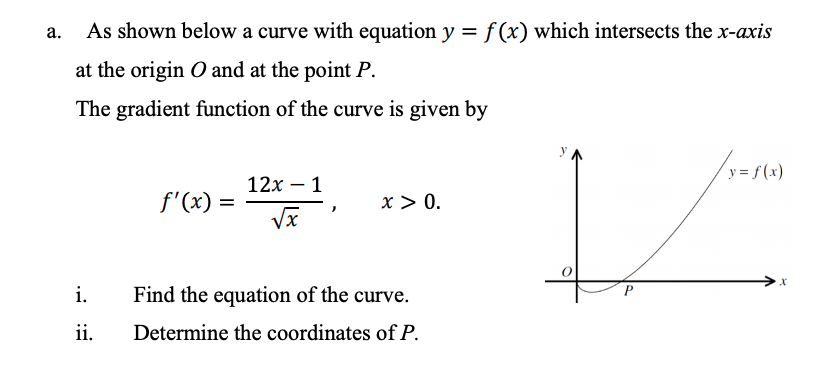 Solved a. As shown below a curve with equation y = f(x) | Chegg.com