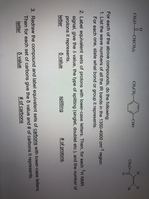 Solved CH30 CHCHh CH CH2 CHO CH3O Br For each of the above | Chegg.com