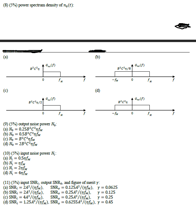 Solved 1. For an SSB demodulator the input signal plus noise | Chegg.com
