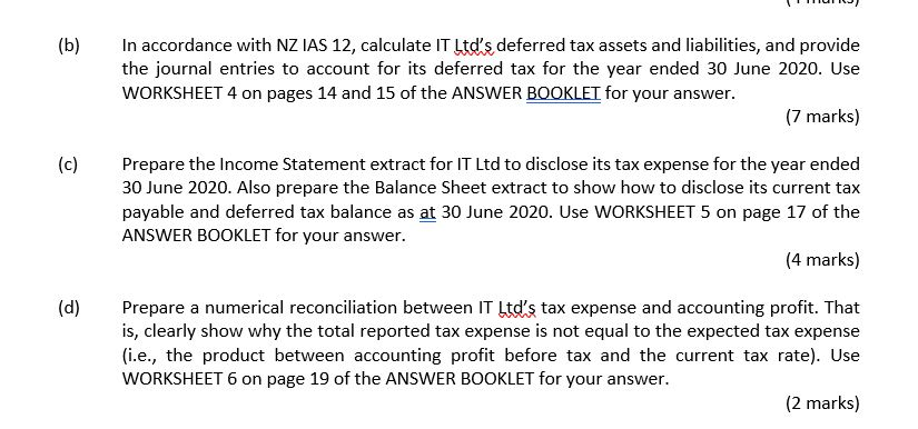 QUESTION 4: Accounting for income tax WRITE YOUR | Chegg.com