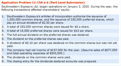 Solved Application Problem 11-13A a-b (Part Level | Chegg.com