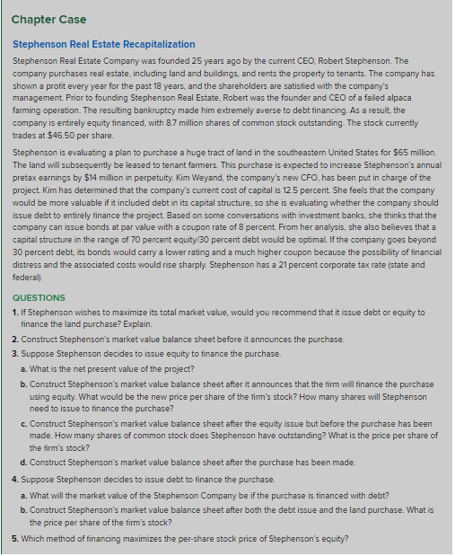 Solved Chapter CaseStephenson Real Estate | Chegg.com