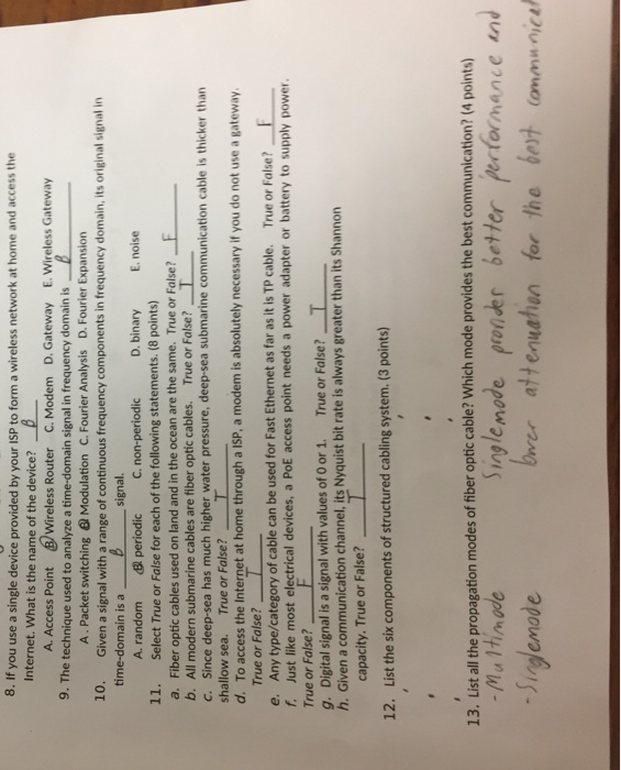 Solved 8 If You Use A Single Device Provided By Your Isp To