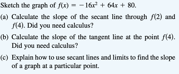 Solved Sketch the graph of f(x)=−16x2+64x+80. (a) Calculate | Chegg.com