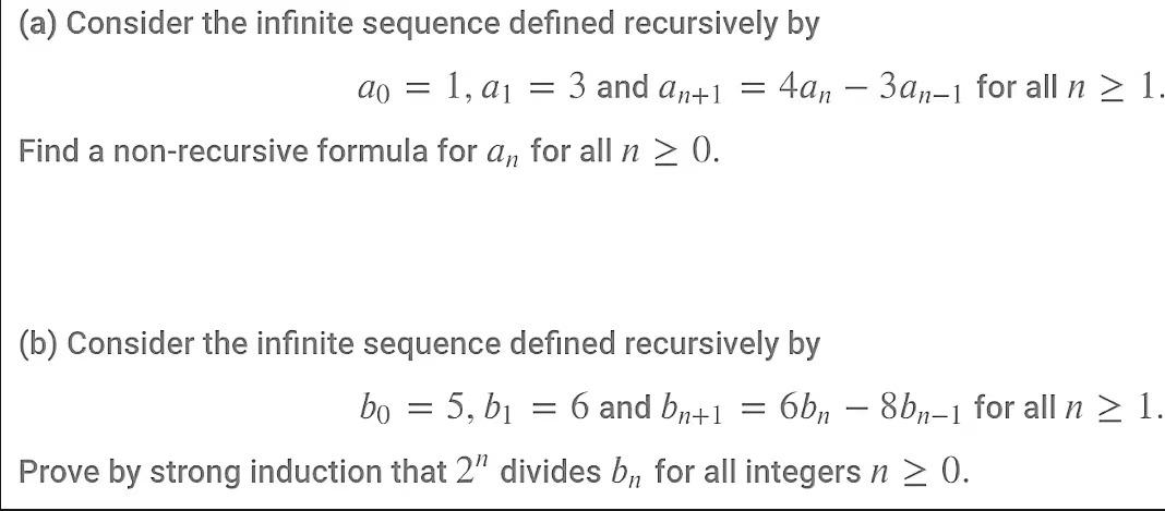 Solved (a) Consider the infinite sequence defined | Chegg.com
