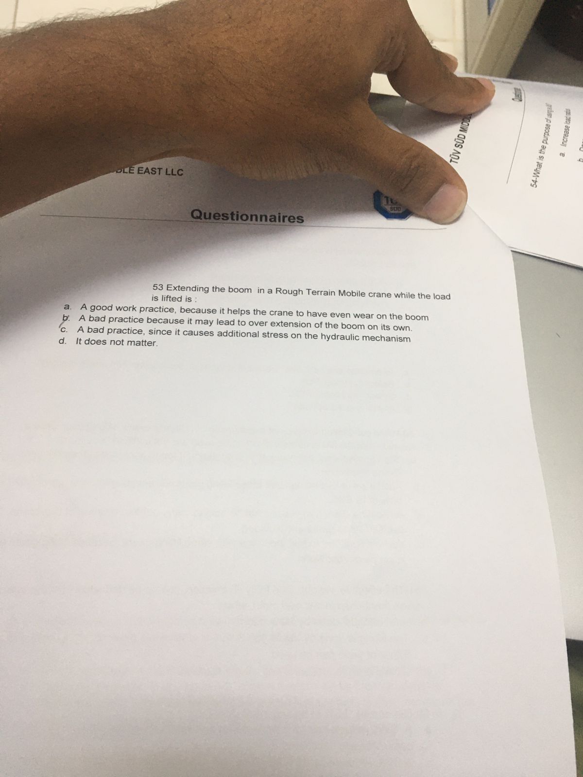 Solved 53 Extending the boom in a Rough Terrain Mobile crane | Chegg.com