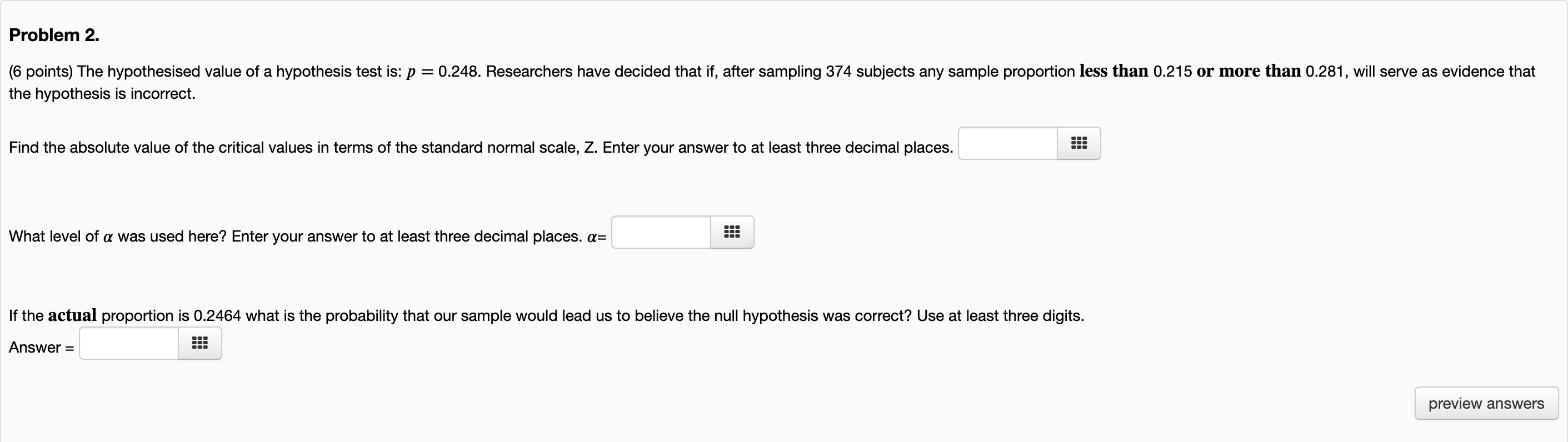 Solved Problem 2. (6 points) The hypothesised value of a | Chegg.com