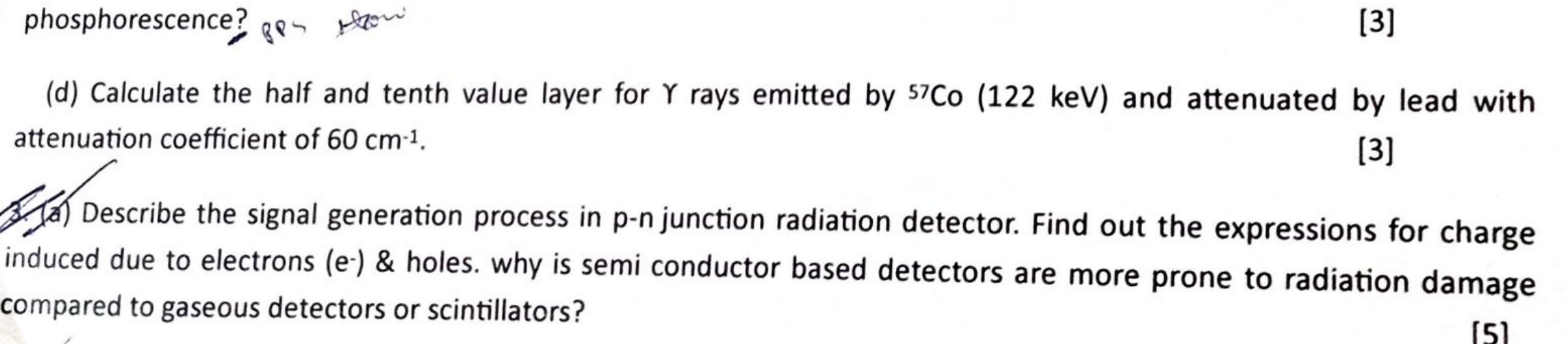 [3](d) ﻿Calculate the half and tenth value layer for | Chegg.com