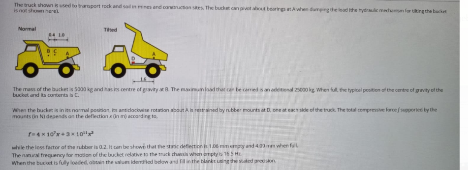 Solved The truck shown is used to transport rock and soil in | Chegg.com