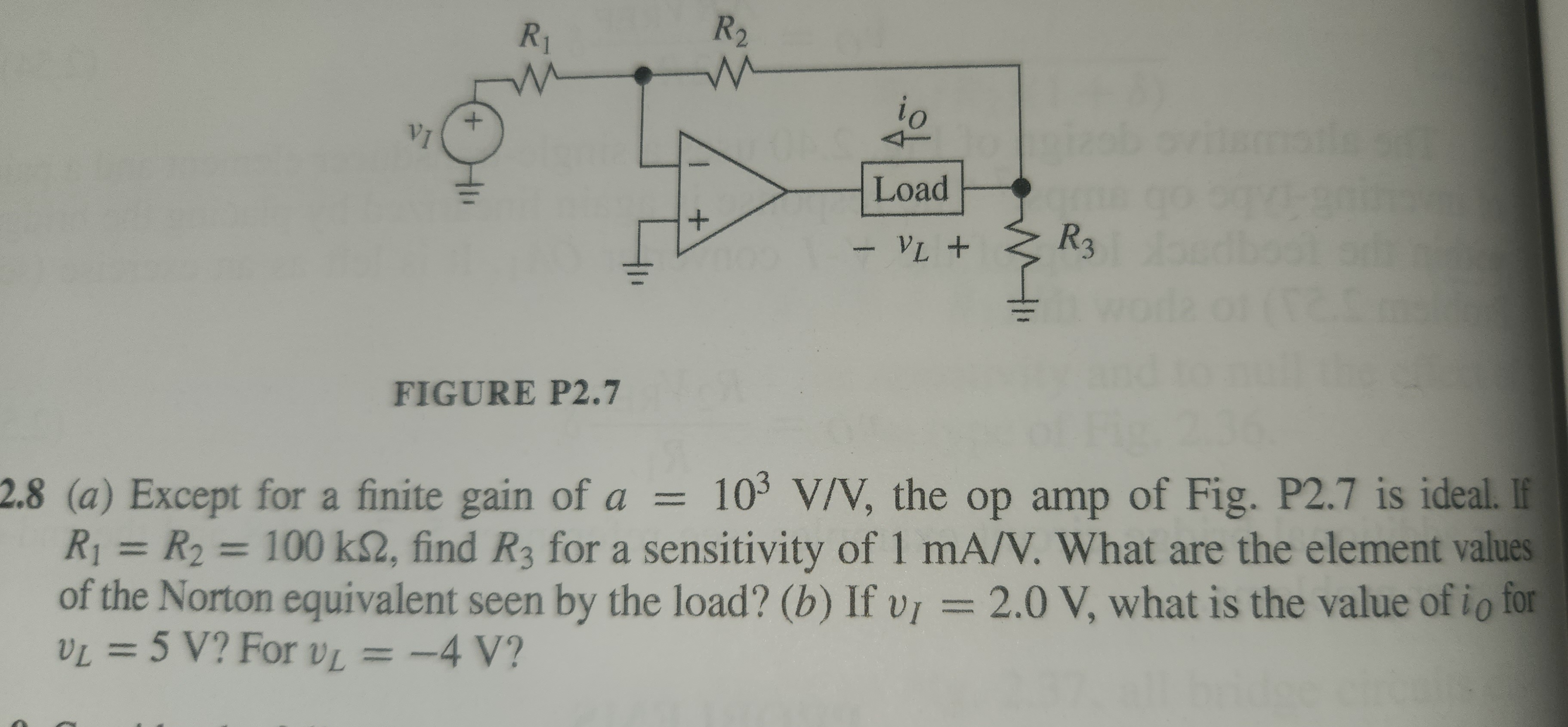 Solved FIGURE P2.7 (a) Except for a finite gain of a=103 | Chegg.com