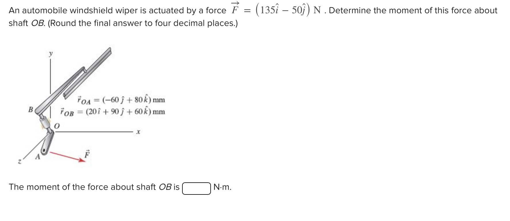 Solved An automobile windshield wiper is actuated by a force | Chegg.com