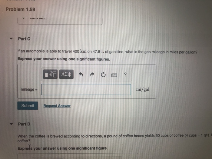 Solved Problem 1.59 Part C If an automobile is able to | Chegg.com