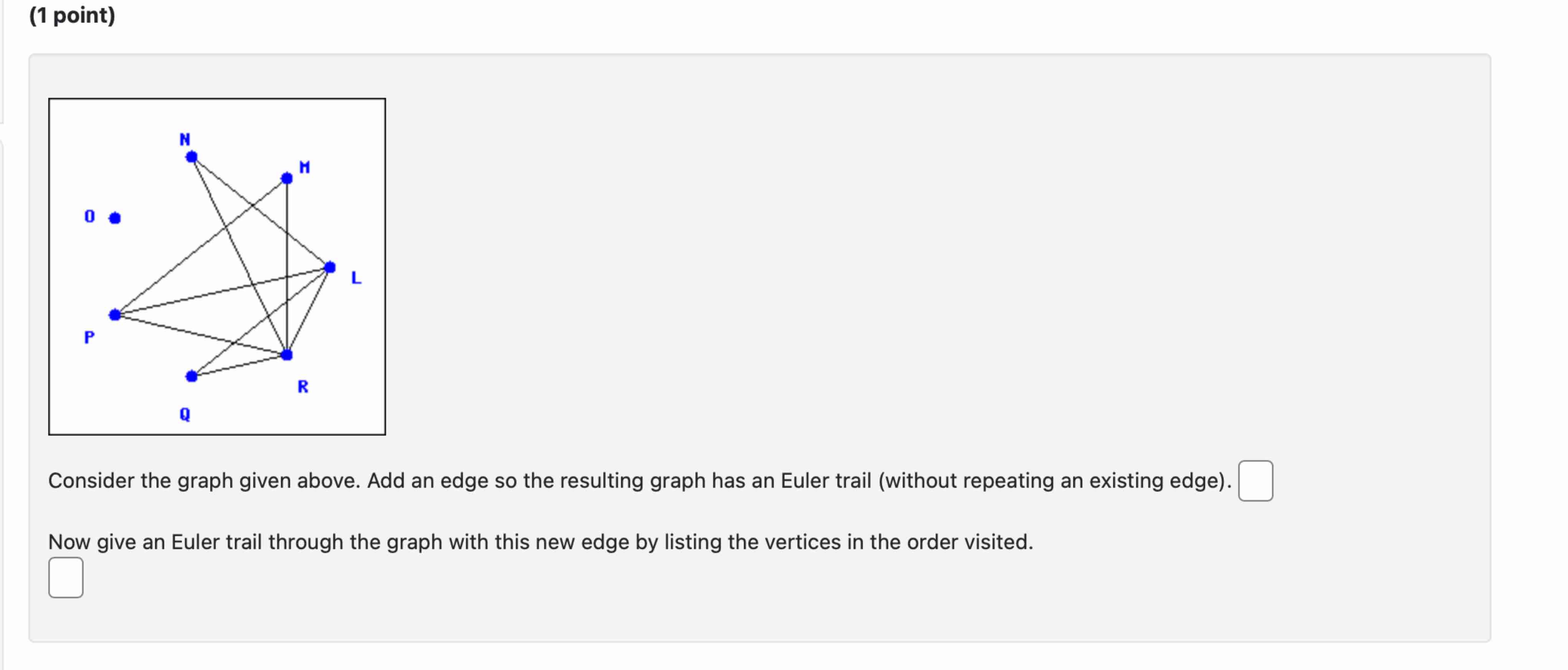 (1 ﻿point)Consider the graph given above. Add an edge | Chegg.com