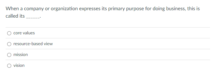 Solved When a company or organization expresses its primary | Chegg.com