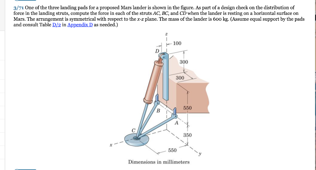 Solved One of the three landing pads for a proposed Mars | Chegg.com