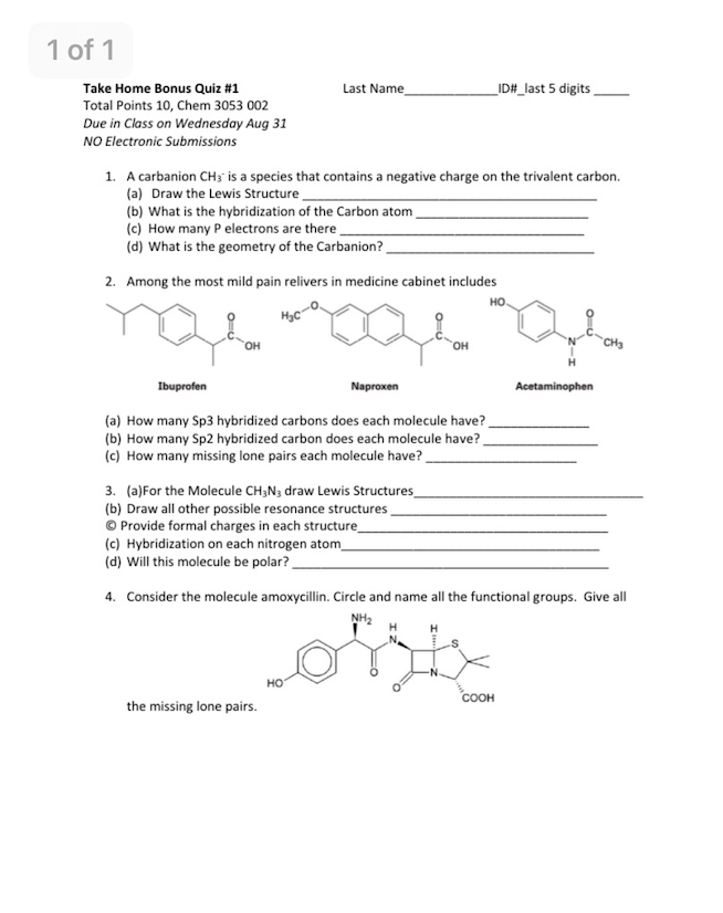 Solved Take Home Bonus Quiz #1 Last Name ID#_last 5 digits | Chegg.com