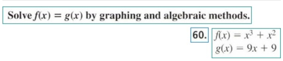 Solved = Solve f(x) = g(x) by graphing and algebraic | Chegg.com