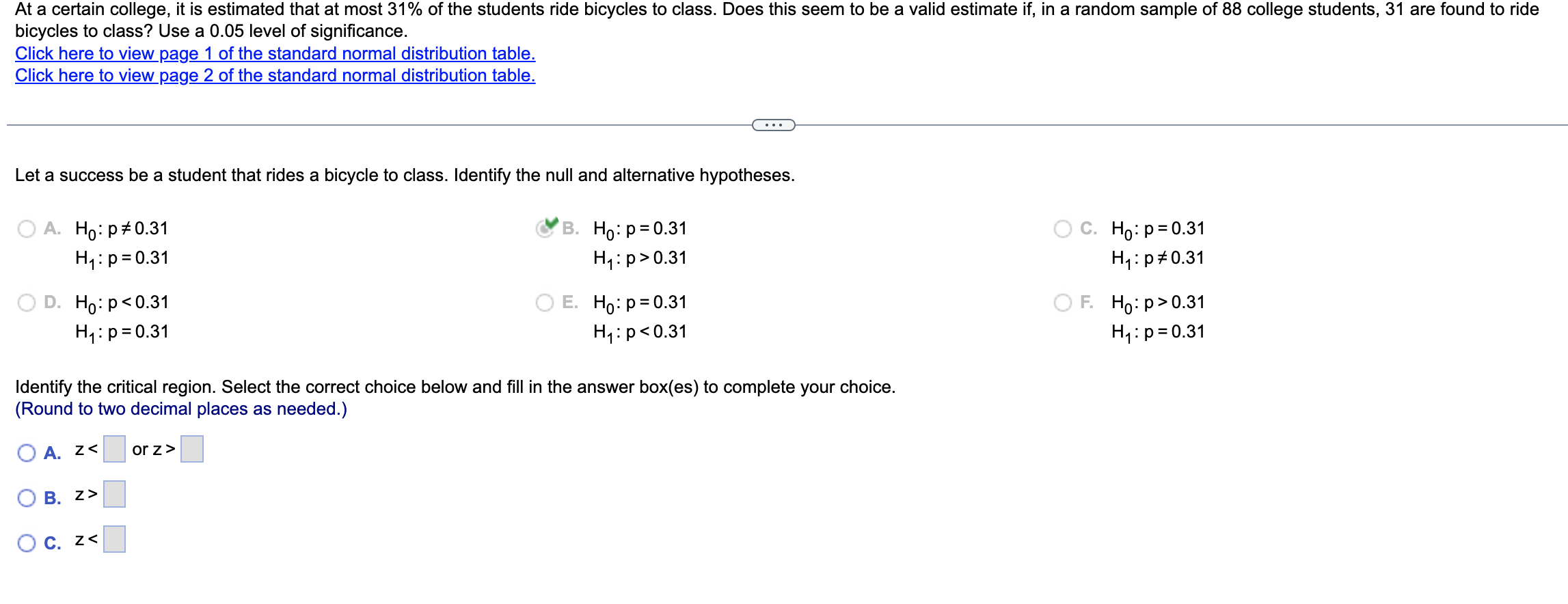 Solved bicycles to class? Use a 0.05 level of significance. | Chegg.com