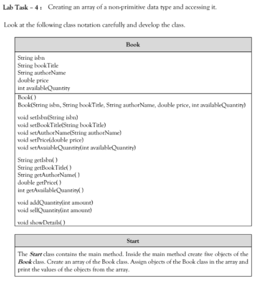 Solved Lab Task 4 Creating An Array Of A Non Primitive Data
