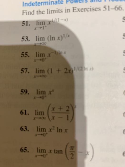 Solved Indeterminate Powers alGT Find the limits in | Chegg.com