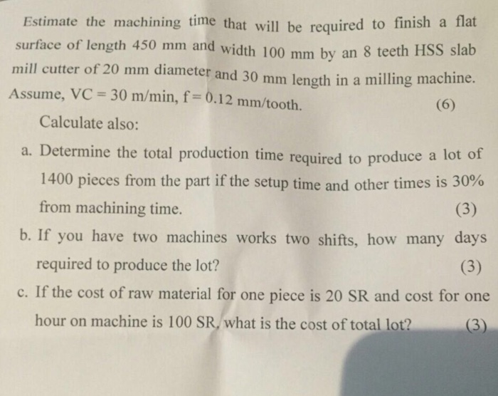 Solved Estimate the machining time that will be required to | Chegg.com