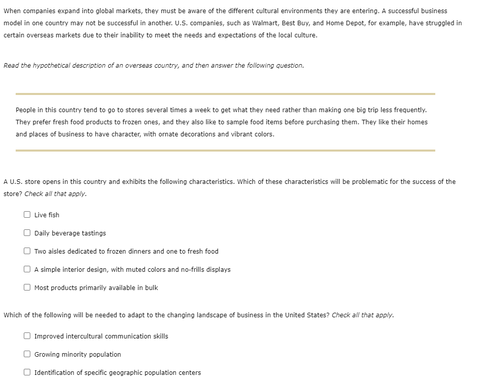 Solved When companies expand into global markets, they must | Chegg.com