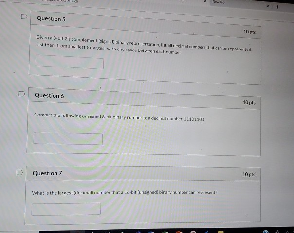 Solved LUDWake | 2 tan Question 5 10 pts Given a 3-bit 2's | Chegg.com