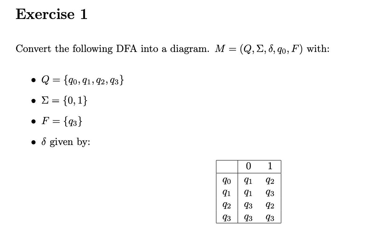 Solved Convert the following DFA into a diagram. | Chegg.com