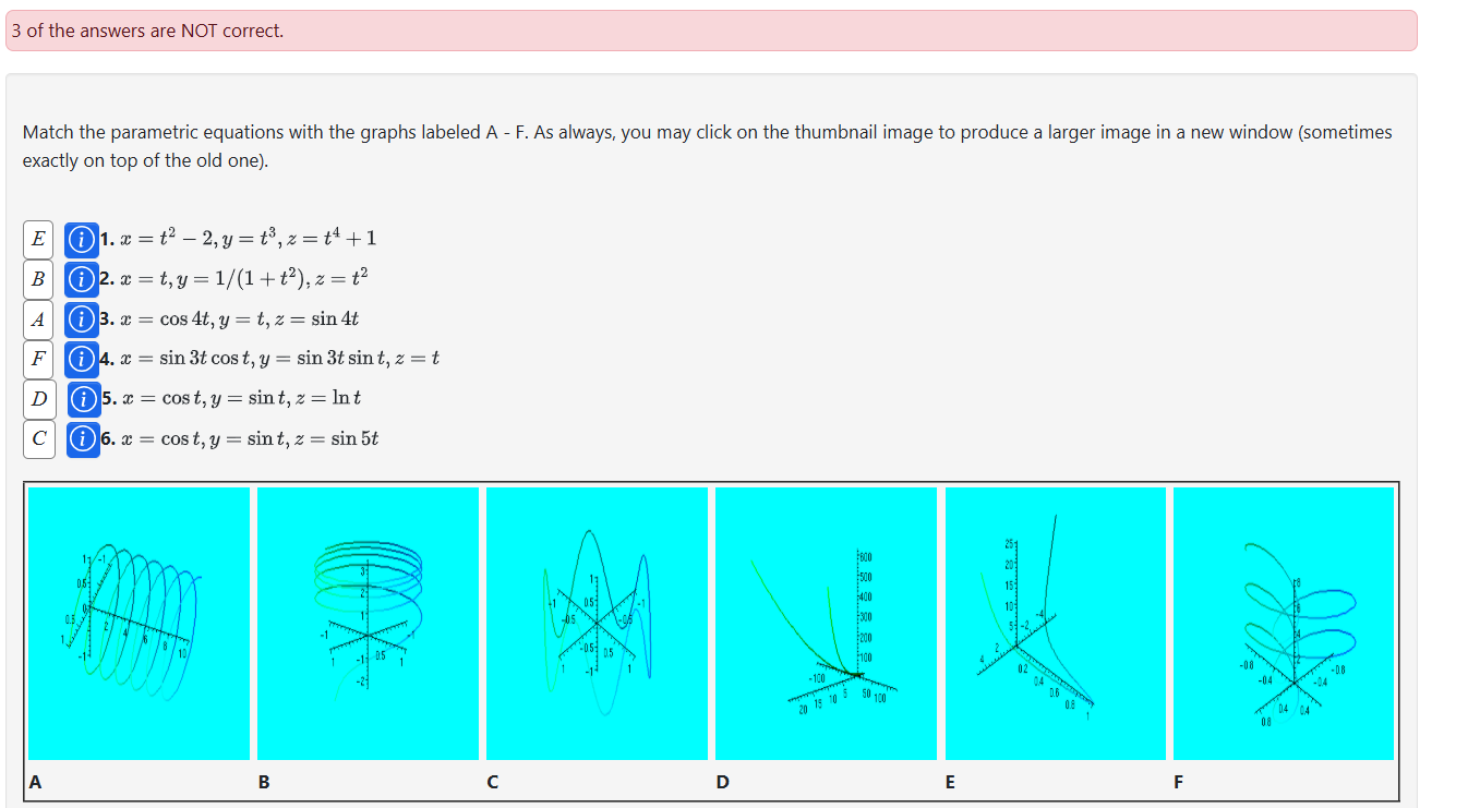 Solved Match the parametric equations with the graphs | Chegg.com