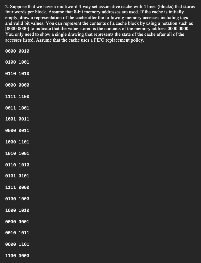 Solved 2. Suppose that we have a multiword 4-way set | Chegg.com