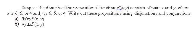 Solved Suppose the domain of the propositional function P(x, | Chegg.com