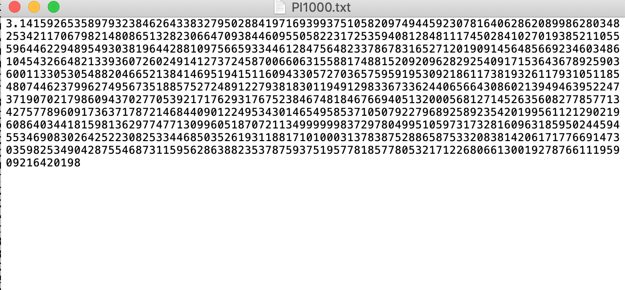 Solved I attached a screenshot of the 1000 digit pi. as an | Chegg.com