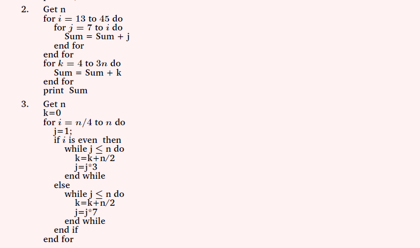 Solved y = 1 Analyze the following algorithms, determine the | Chegg.com