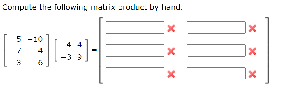 Solved Compute the following matrix product by hand. | Chegg.com