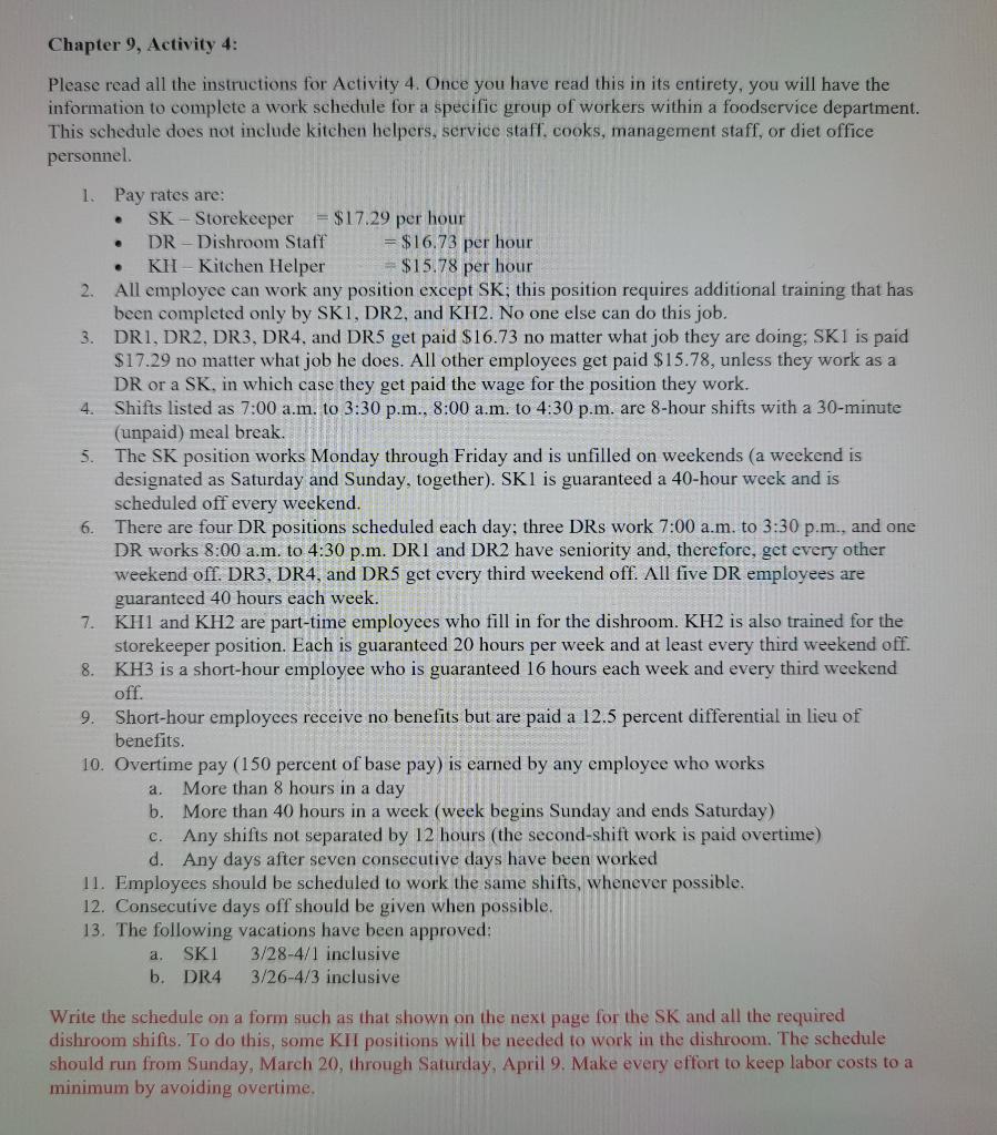 Solved Chapter 9, Activity 4: Please read all the | Chegg.com