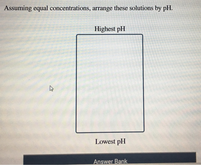 Assuming equal concentrations, arrange these | Chegg.com
