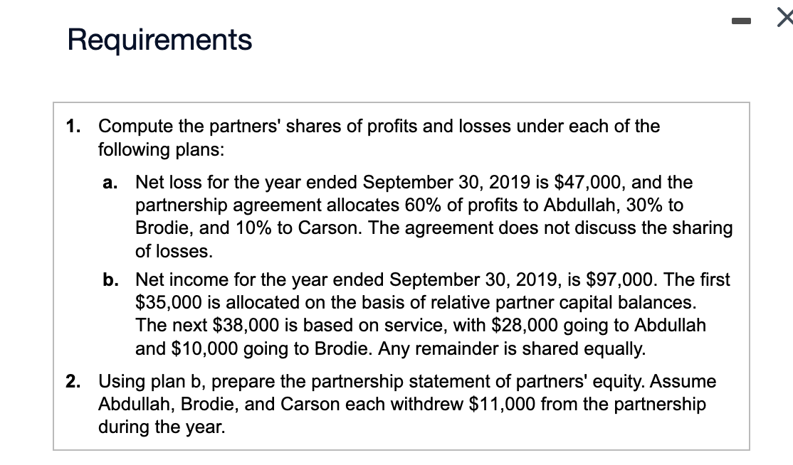 Solved On October 1, 2018, Abdullah, Brodie, and Carson | Chegg.com