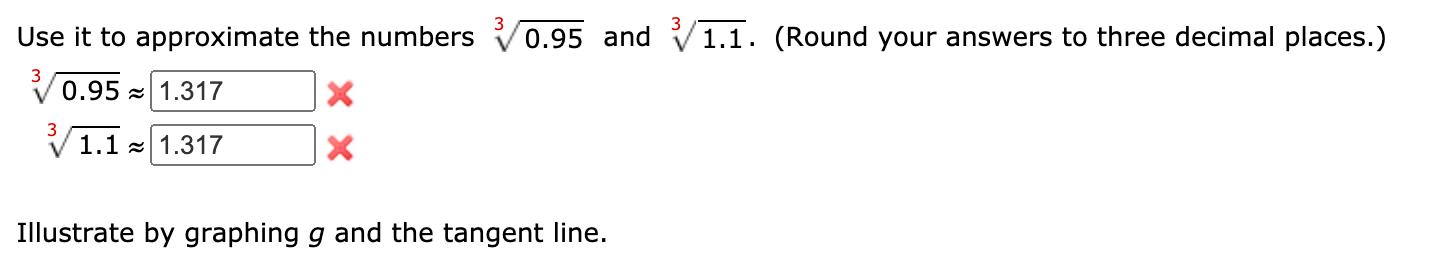 Solved Use it to approximate the numbers 0.95 and 1.1. | Chegg.com