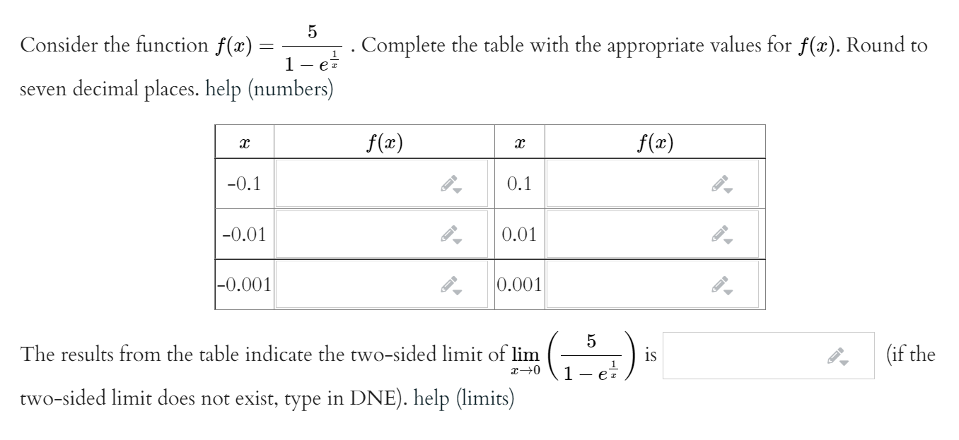Solved 5 Complete the table with the appropriate values for | Chegg.com