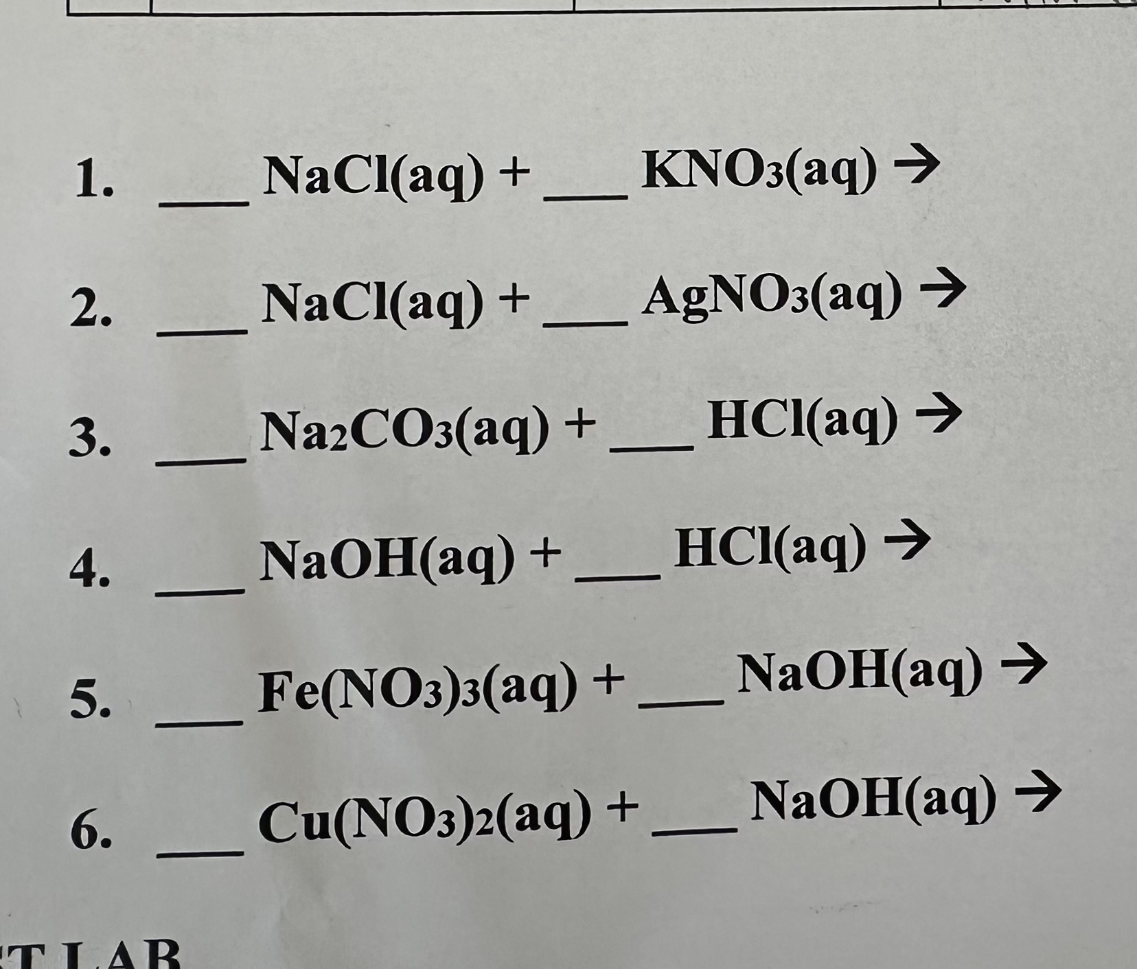 Solved +NaCl(aq)+…KNO3(aq)→NaCl(aq)+…AgNO3(aq)→Na2CO3(aq)+…H | Chegg.com